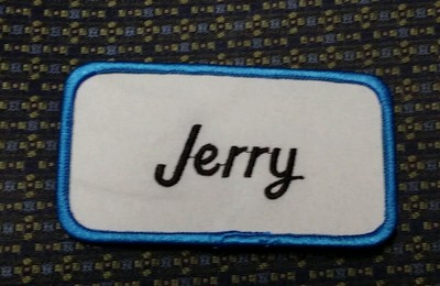 JERRY NAME TAG BLUE AND WHITE Iron or Sew-On Patch | eBay