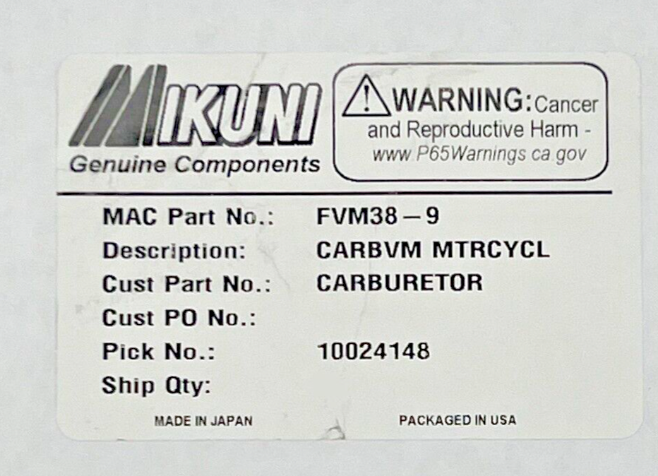 Brand New Genuine Mikuni VM38-9 Round Slide Carburetor | eBay