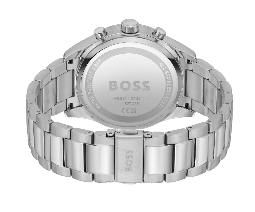 NWT Hugo Boss Men's View Silver-Tone Stainless Steel Bracelet Watch ...