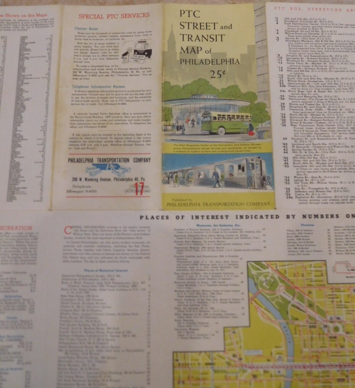 Map PTC Street and & Transit Map of Philadelphia Transportation Company ...