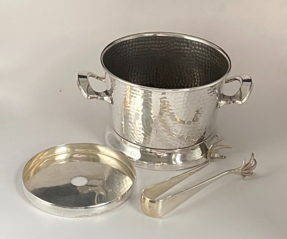 Antique c1925 Ice Bucket Silver Plate on Copper Hand Finish Matching ...