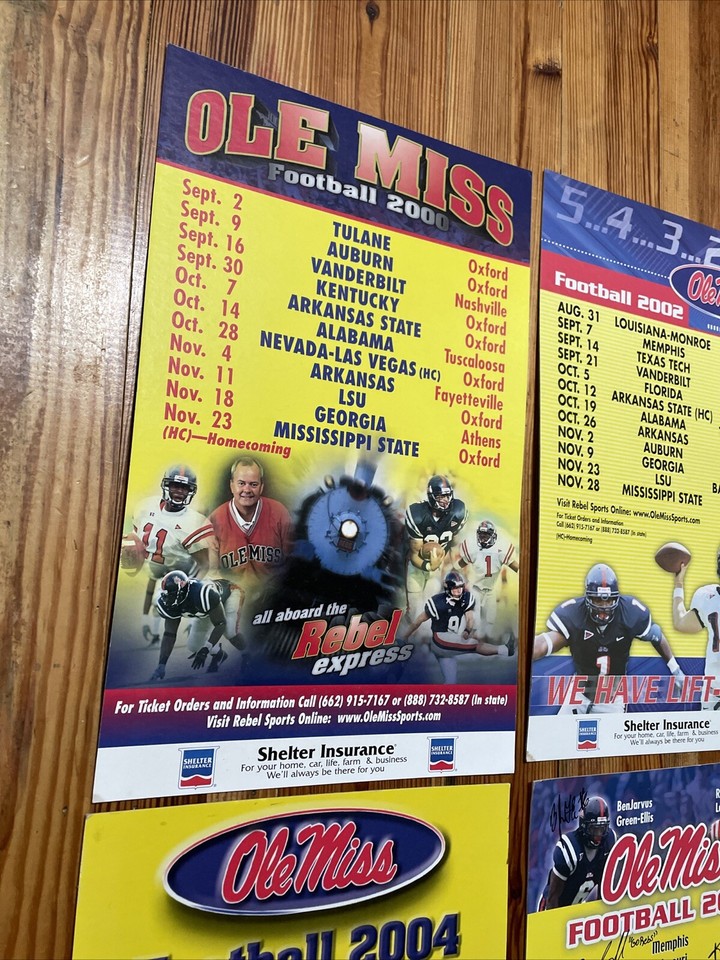 Lot Ole Miss Rebels Large Football Poster Schedules 2000,2002,2004,2006 ...