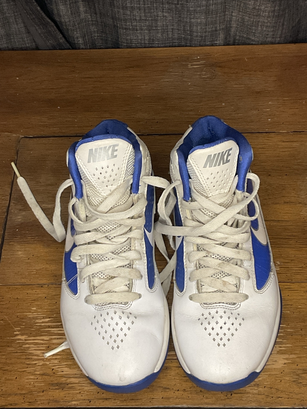 Nike Men's Air Max Destiny #454148-103 White Blue Basketball Shoes Size ...