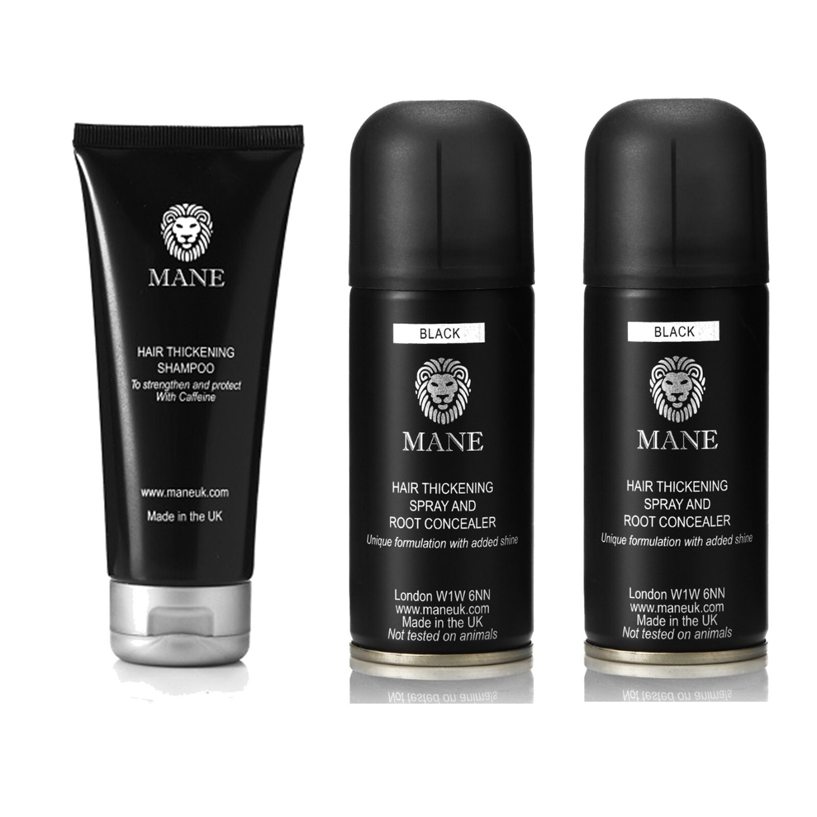 Mane Hair Thickening Shampoo & 2 x Mane Hair Thickener/Root Concealer ...