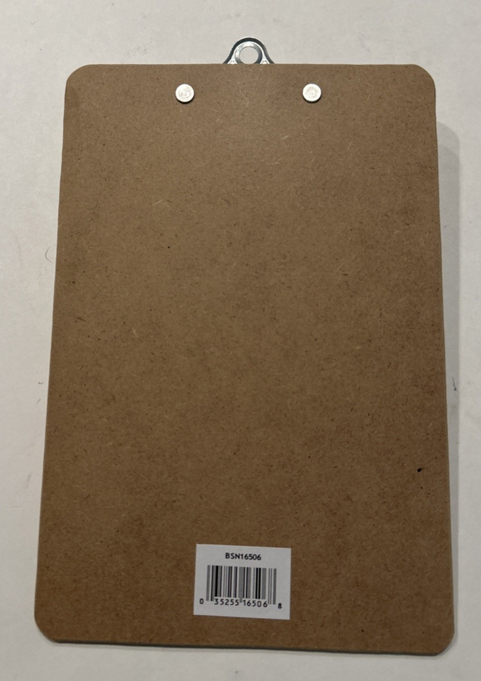 Small Clipboard Standard Metal Clip 6" x 9" Hardboard Clip Board Brown ...