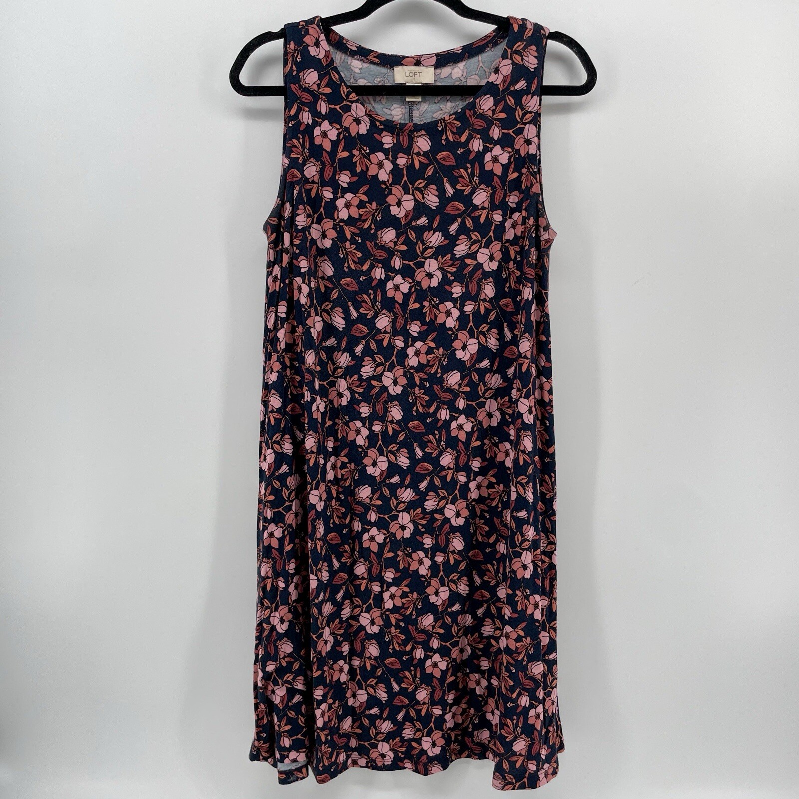 Loft Shift Dress Navy Pink Floral Sleeveless M | eBay
