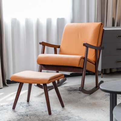Rocking Chair Rocker Glider Chair W/ Ottoman Mid Century Accent Chair ...
