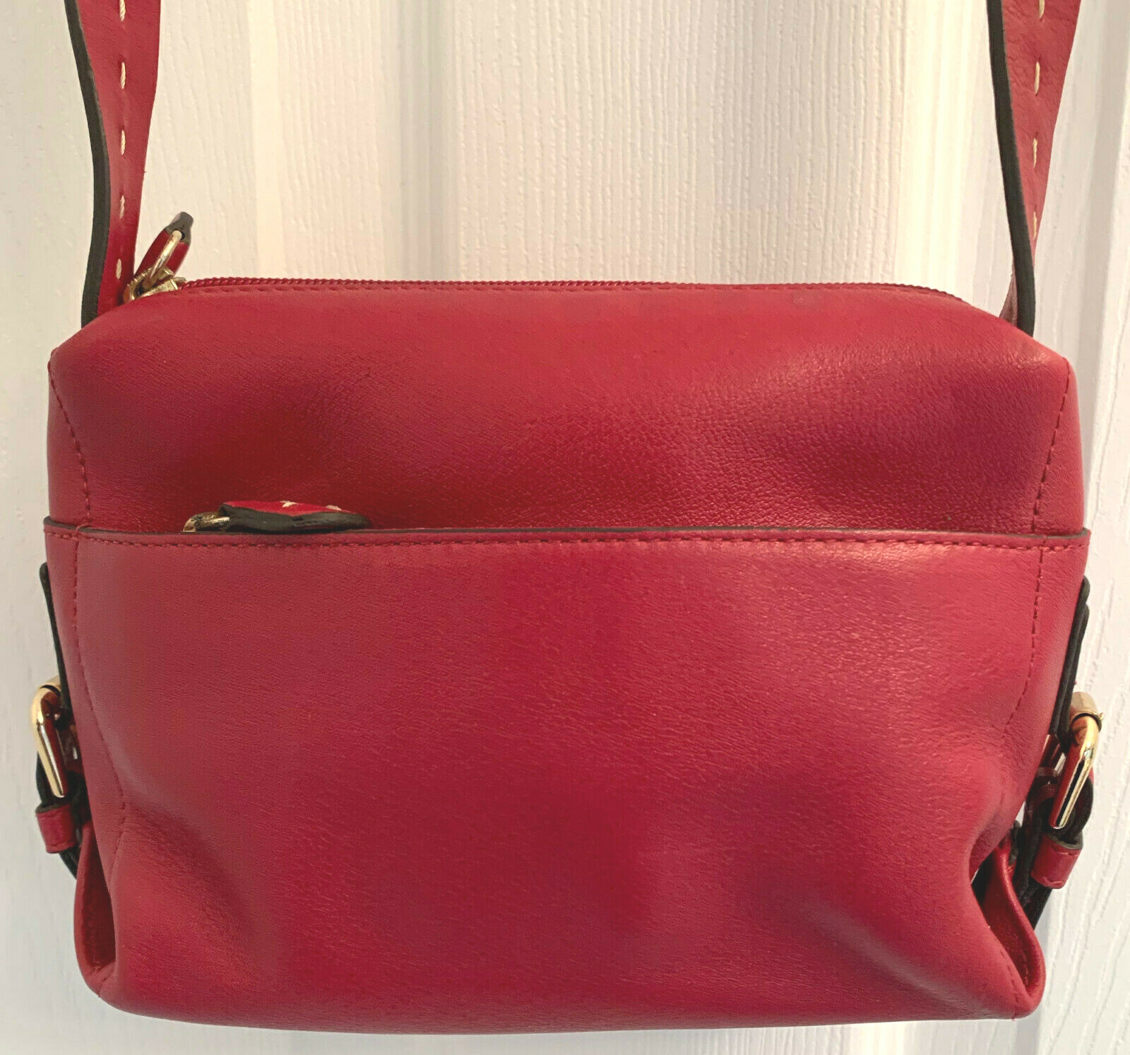 NEW Adrienne Vittadini Red Small Handbag Purse Shoulder Bag Flap Snap ...