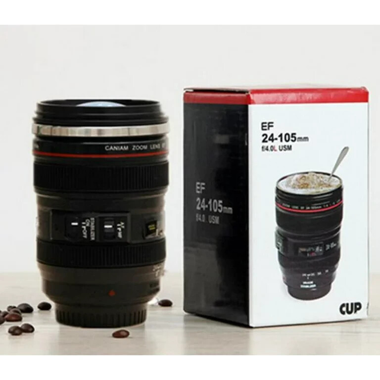 Camera Lens Coffee Mug Photography Design Stainless Steel Travel Mugs ...