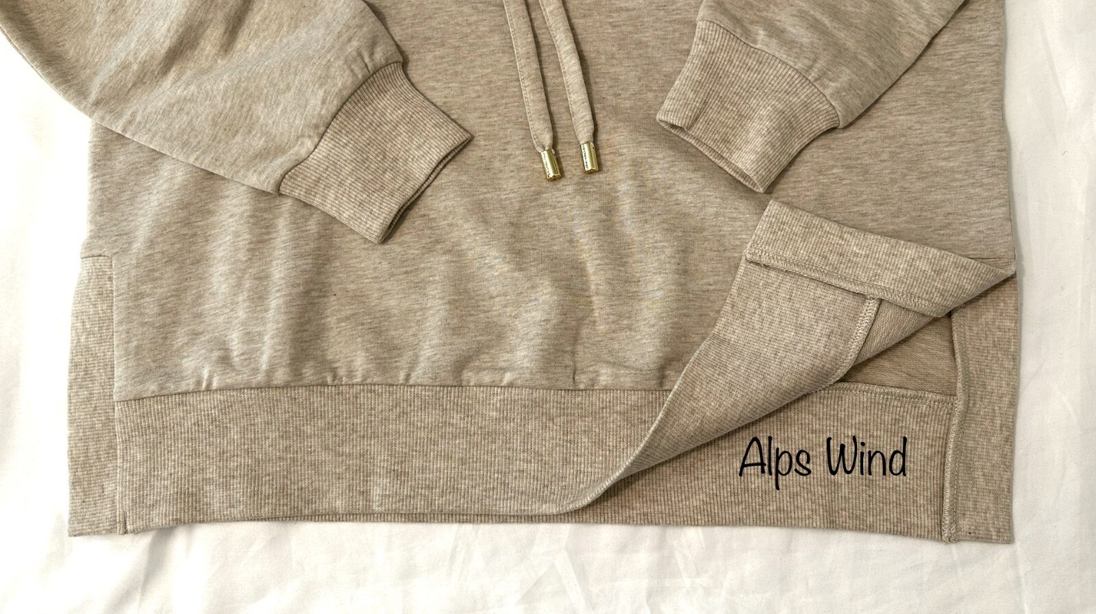 Michael Kors Women's Pullover Hoodie MK Logo Beige Oatmeal Lace Up Gold ...