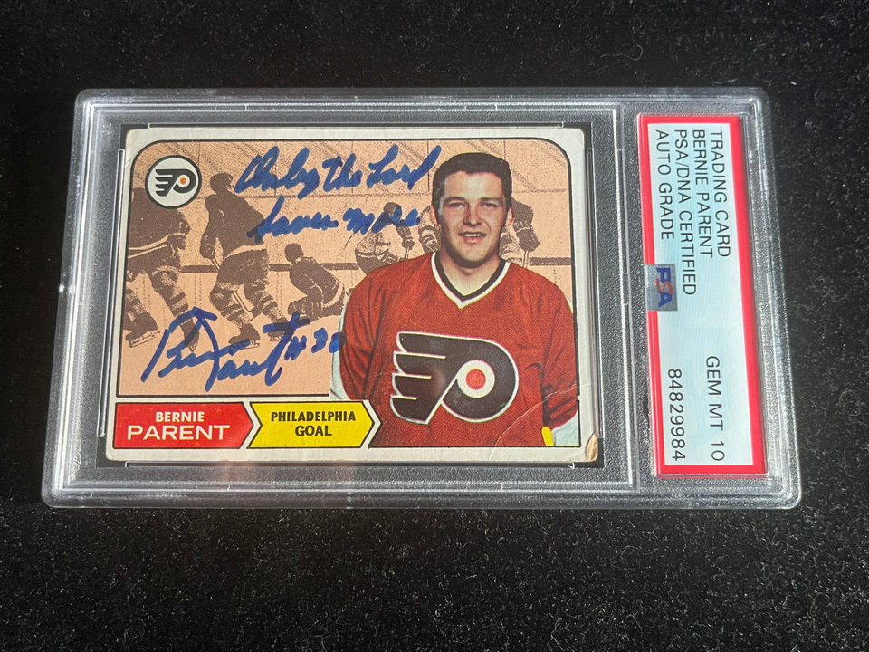 Bernie Parent signed 1968 Topps Rookie Card PSA DNA Inscribed HOF Auto ...