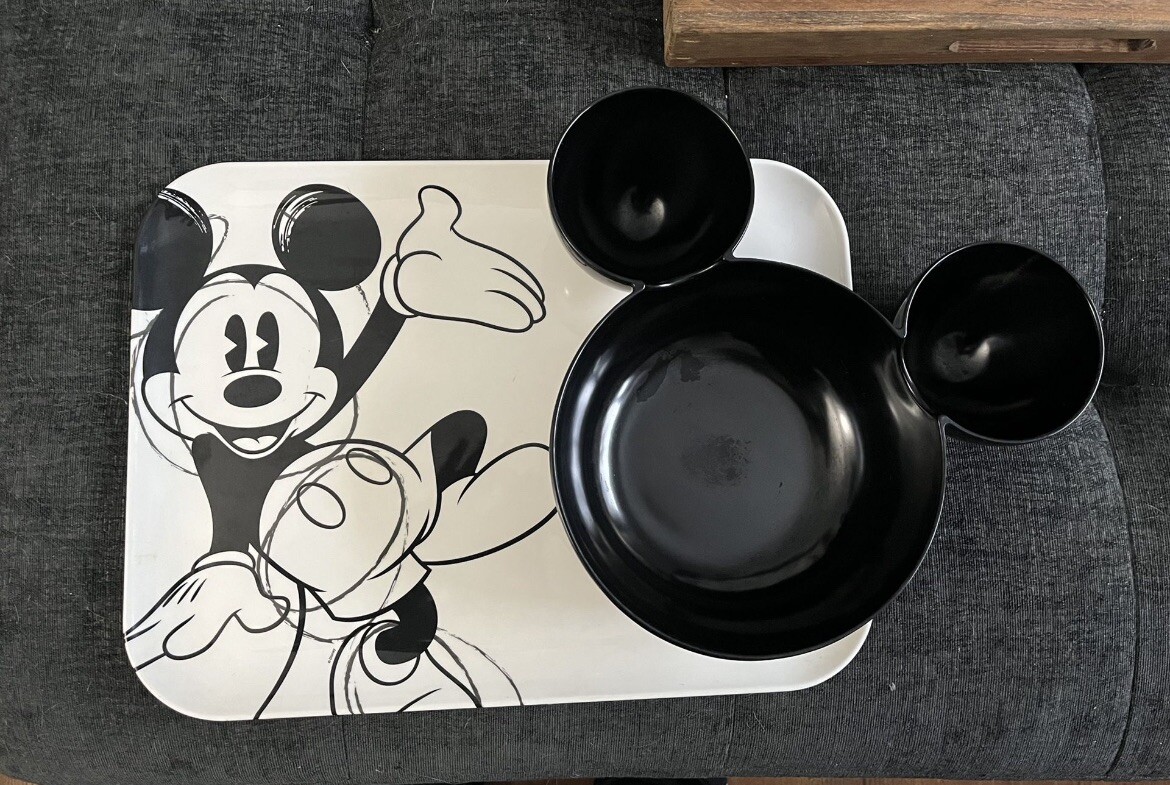 ZAK! DESIGNS Disney Mickey Mouse Serving Tray Platter With Chip And Dip ...