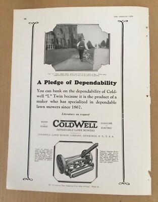 Coldwell lawn mower 1928 original vintage print ad 1920s art retro ...