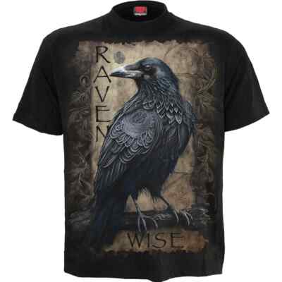 SPIRAL DIRECT RAVEN WISE BLACK T Shirt Biker Tattoo Skull Raven Dead ...