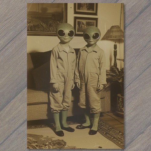 4x6" Alien Masks 70s Vibe 1970s Old Looking Halloween Weird Strange ...