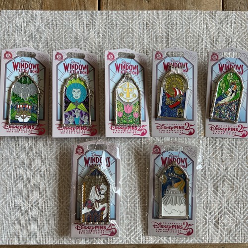 Disney Windows of Attraction 7 Pin Set Disneyland Limited Edition | eBay