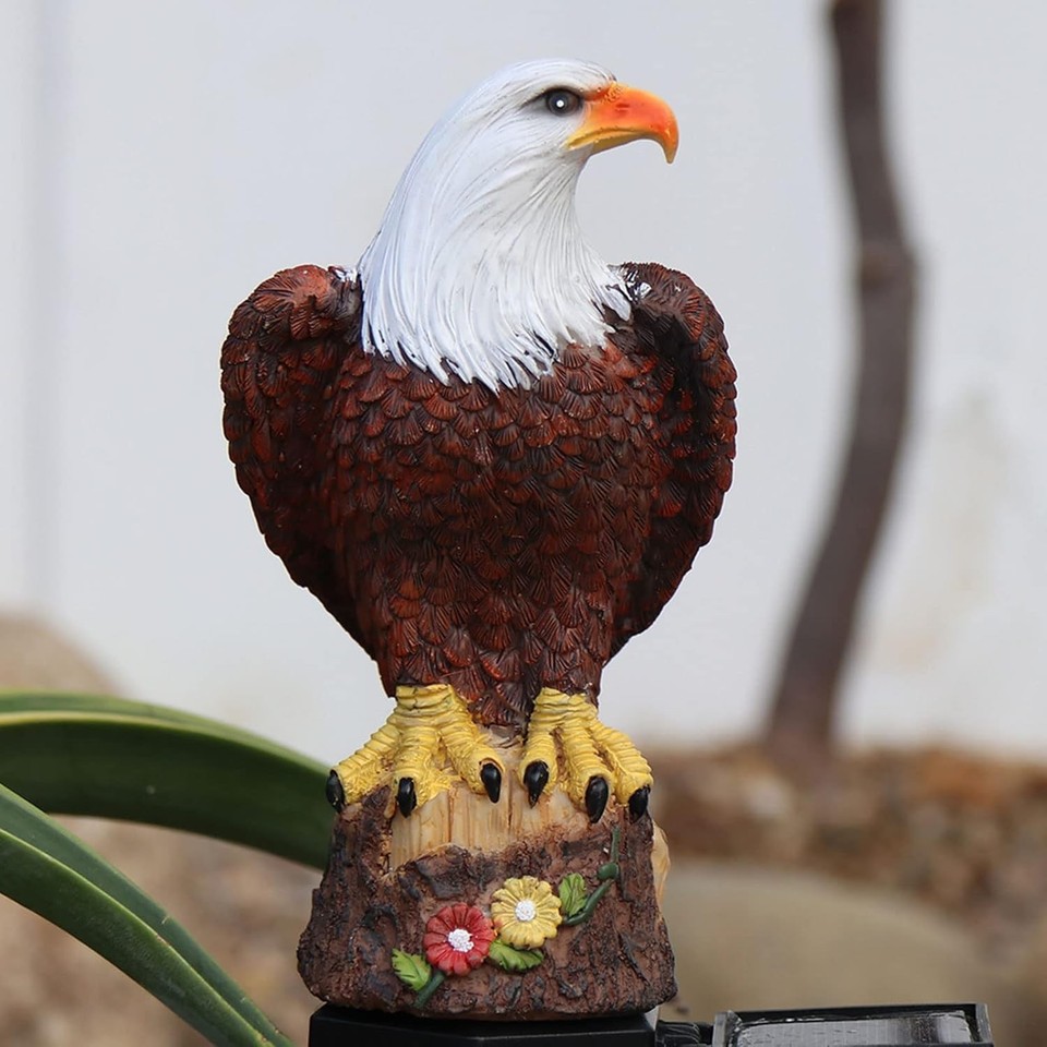 Solar Bald Eagle STAKE LED Light Statue Outdoor Pathway Yard Garden ...