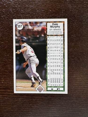 1989 Upper Deck - Dale Murphy #357 NM/MT | eBay