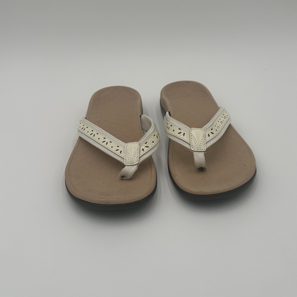 Vionics Casandra Leather White Flip Flop Sandals Size 9 Summer Thong | eBay
