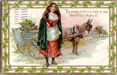 TUCKS St Patrick's Day Pretty Molly O Donkey Shamrock Series 172 ...