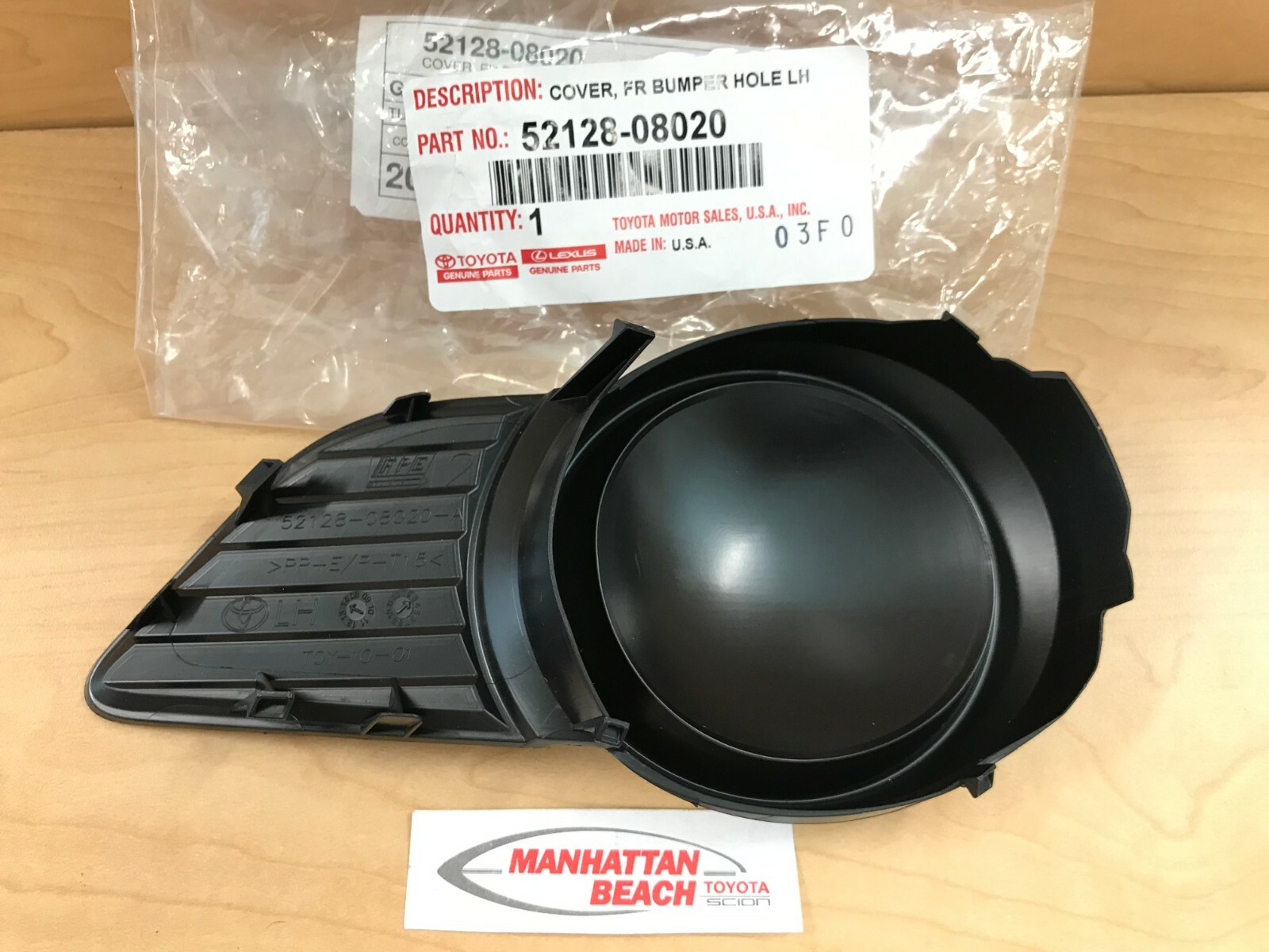 GENUINE TOYOTA 11-16 SIENNA LE & STD LEFT FRONT BUMPER HOLE COVER 52128 ...