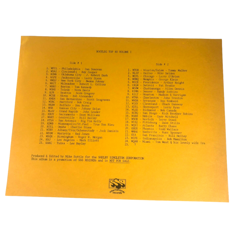 RARE Vinyl LP 1971 Bootleg Top 40 Radio Volume 1 Shelby Singleton SSS ...