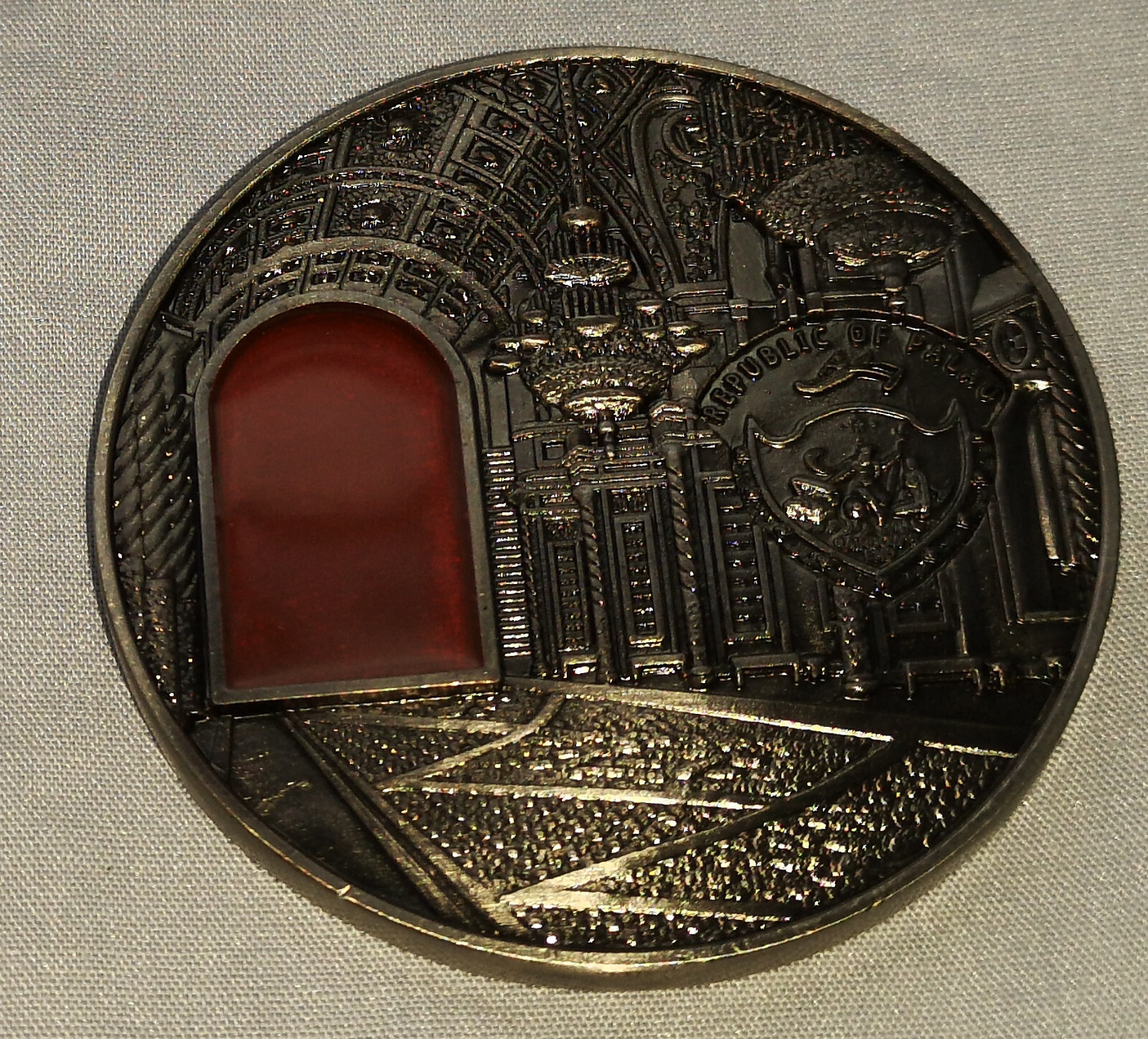 Antique Silver Coin Medal Amber Ruby Red | Grelly UK