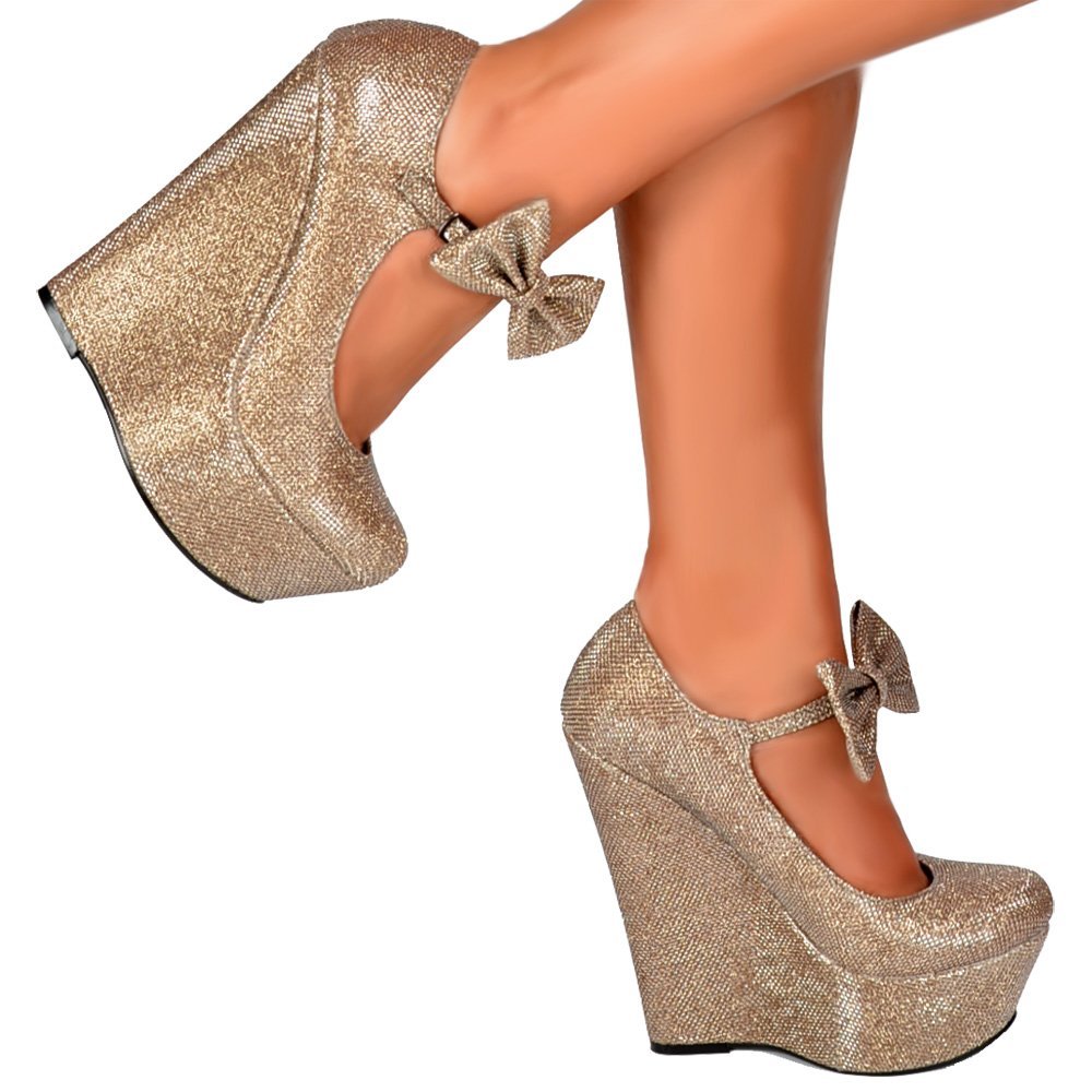 Mary Jane Bow Wedges