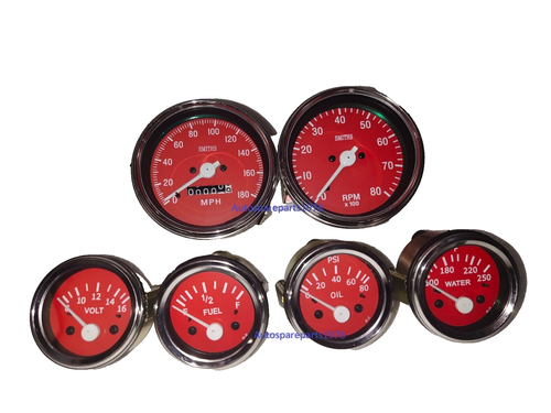 Smiths Replica Kit- Elec Temp Oil Fuel Volt Gauge Speedo 0-180 mph ...