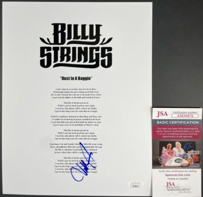 Billy Strings Signed Dust In A Baggie Lyric Sheet Music Autograph JSA COA | eBay