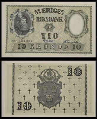 SWEDEN 10 KRONOR 1957 - TIO KRONOR - SVERIGES RIKSBANK - Circulated ...