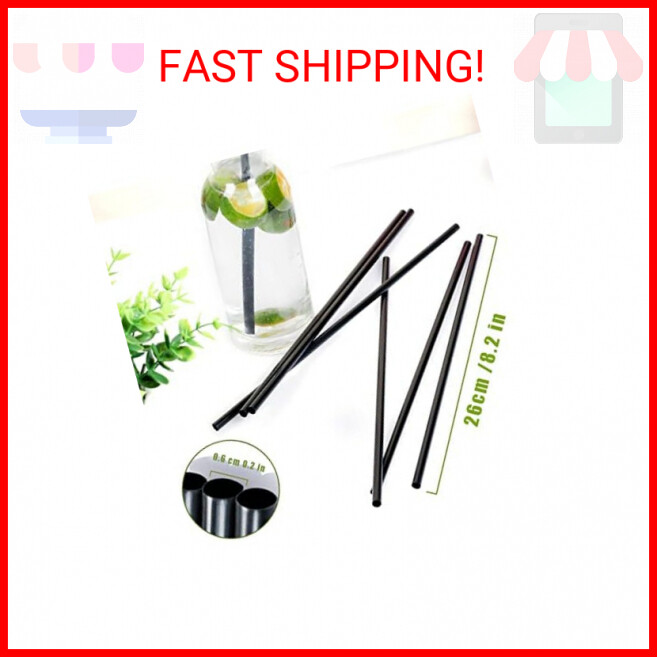 Black Straws,100 Pcs Long Disposable Plastic Drinking Straws. (0.23 ...