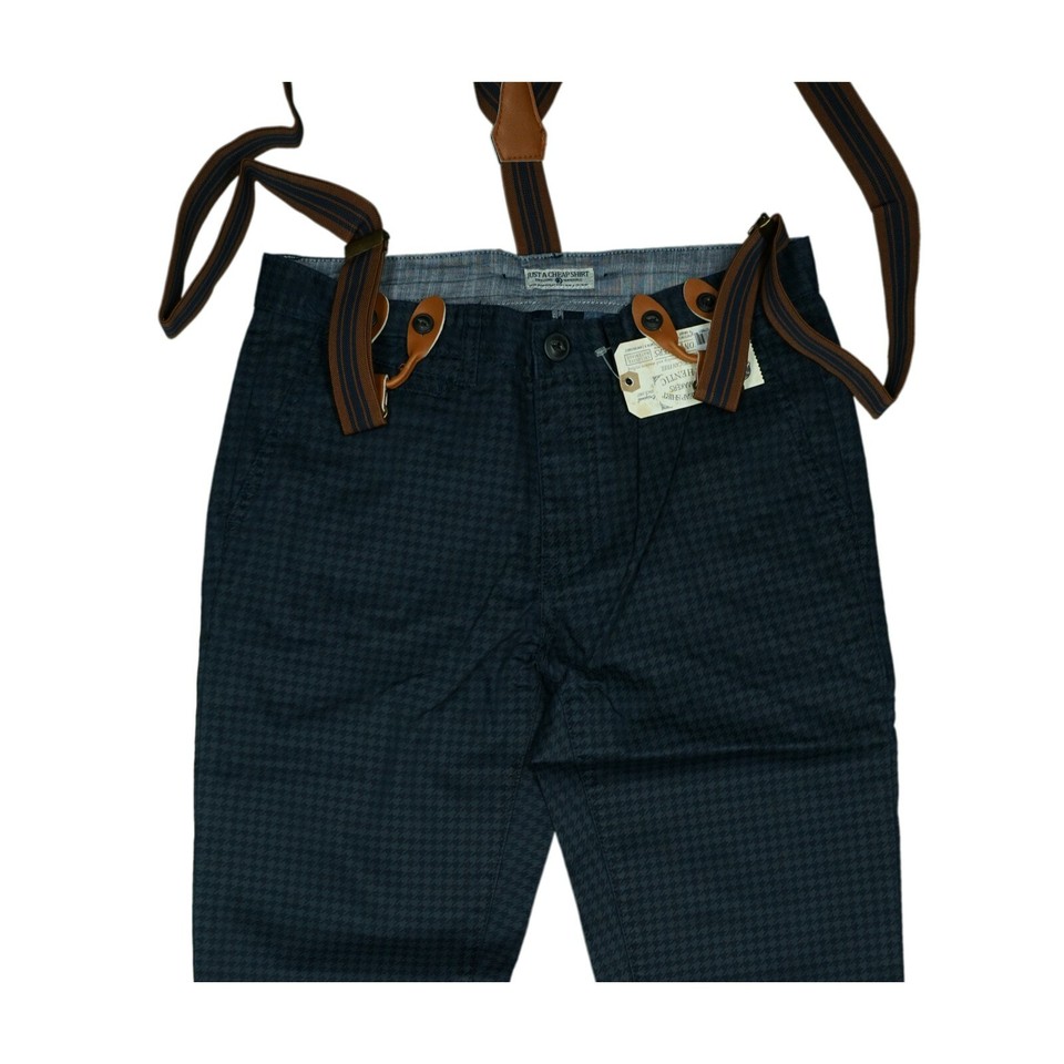 Just A Cheap Shirt Men's Chino Trousers Suspenders Stretch Check W31 ...