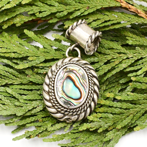Sterling Silver 925 Mexico Designer ATI Abalone Shell Twisted Rope ...