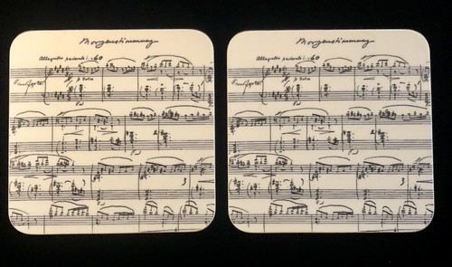Set Of 2 Musical Note Drink Coasters Classical Sheet Music Design | eBay