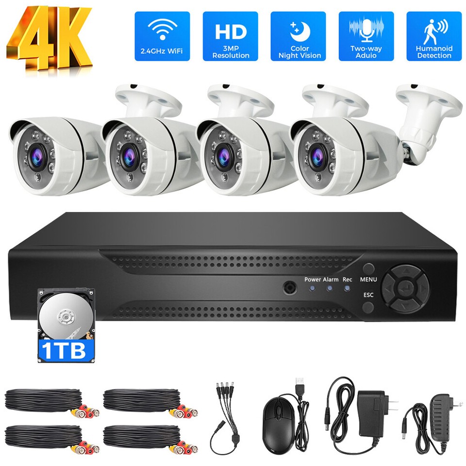 4CH 5MP Lite DVR 1080P Outdoor CCTV Security Camera System Kit w/ 1TB ...