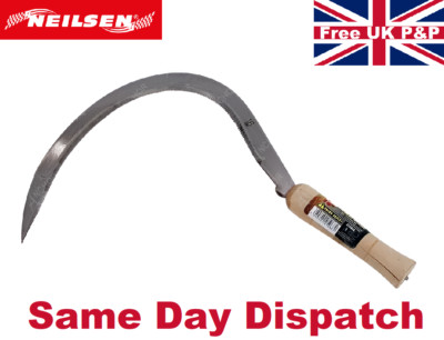 16" Hand Sickle Grass Cutter With A Wooden Handle Weed Cutter Garden ...