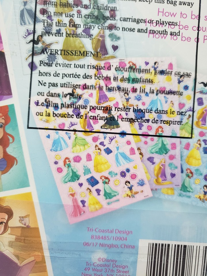 Disney princess 4 Sheet Sticker Book With Puffy Stickers Ariel Belle ...