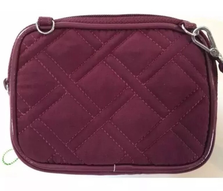 NWT Vera Bradley Raisin On the Square Microfiber Crossbody Wallet ...