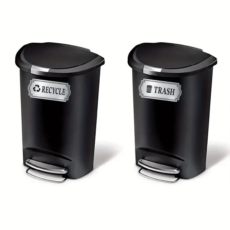 Recycle & Trash Stickers Vinyl Decal For Recyclable & Garbage Can Label ...