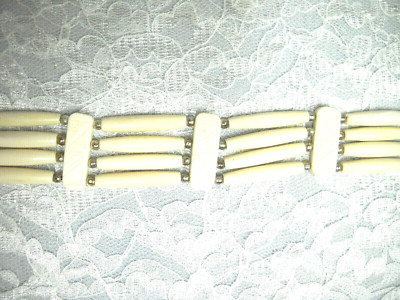 WESTERN 4 ROW WHITE BUFFALO BONE CHOKER NECKLACE / ARM BAND / COWBOY ...