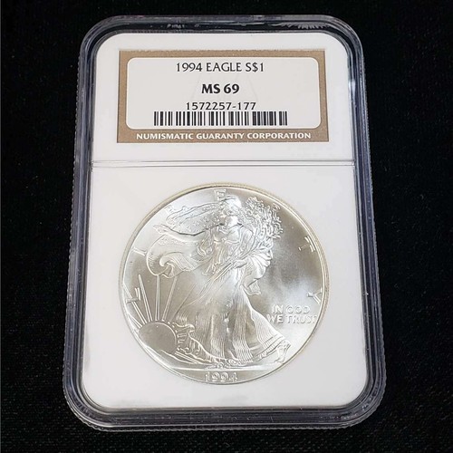 (1) 1994 ASE NGC MS69 American Silver Eagle $1 Dollar .999 Bullion Coin ...
