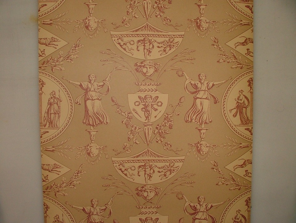 Vintage Aphrodite Toile Wallpaper Marvic Textiles Red - Sold BY THE ...