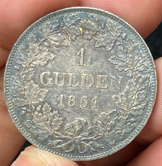 1861 German Bavaria Gulden Silver Coin Excellent Condition High Value ...