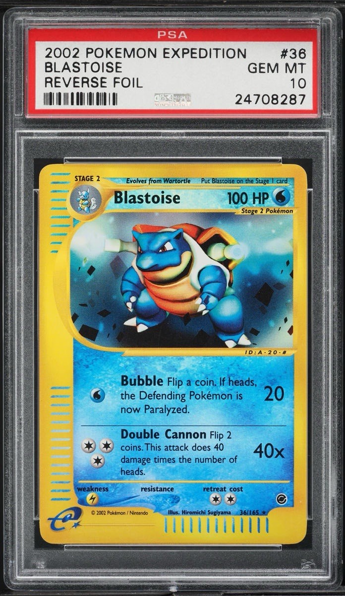 PSA 10 2002 POKEMON EXPEDITION #36 BLASTOISE-REVERSE FOIL Not Bgs cgc ...