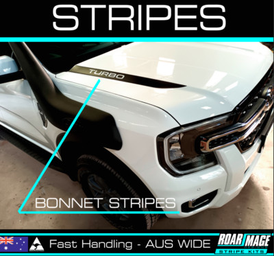 AM Bonnet stripes decals stickers fits 2022 - 2024 Ford Ranger Everest ...