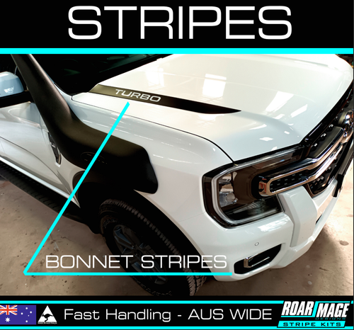 AM Bonnet stripes decals stickers fits 2022 - 2024 Ford Ranger Everest ...