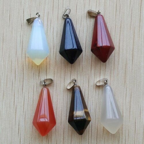 Assorted Natural stone Hexagonal pyramid Charms pendants 12pcs/lot ...