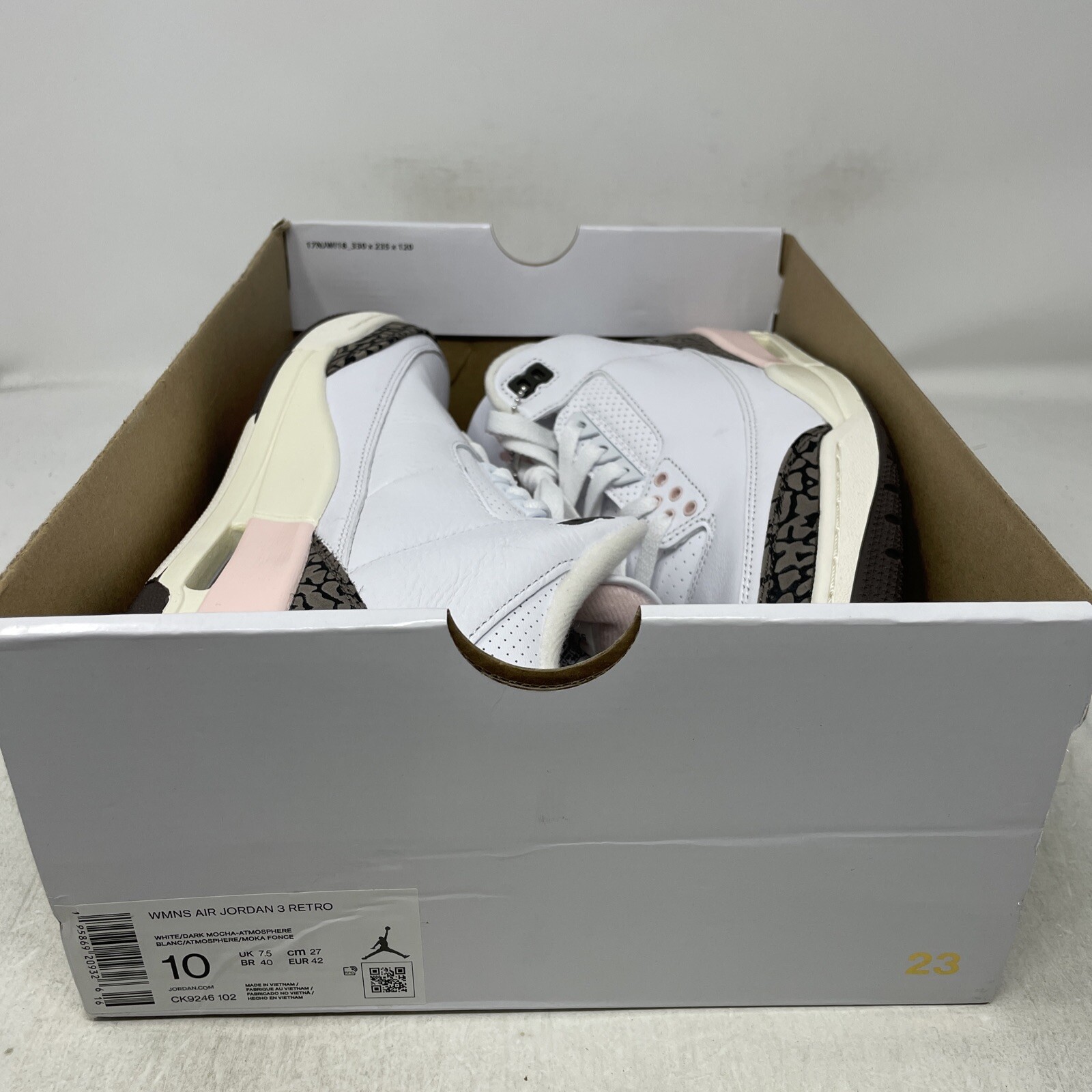 Air Jordan 3 'Neapolitan' White Sneaker, Size 10 BNIB CK9246-102 | eBay