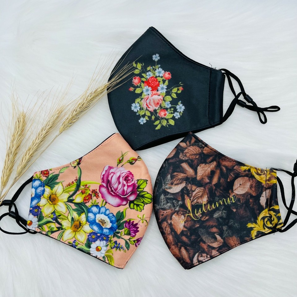 [3 PACK] Face Masks FASHION Polyester/Cotton Triple-Layer Washable - US ...